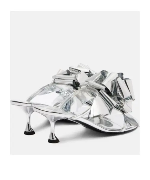 Proenza Schouler Mirrored Leather Mules With Oversized Bow - White
