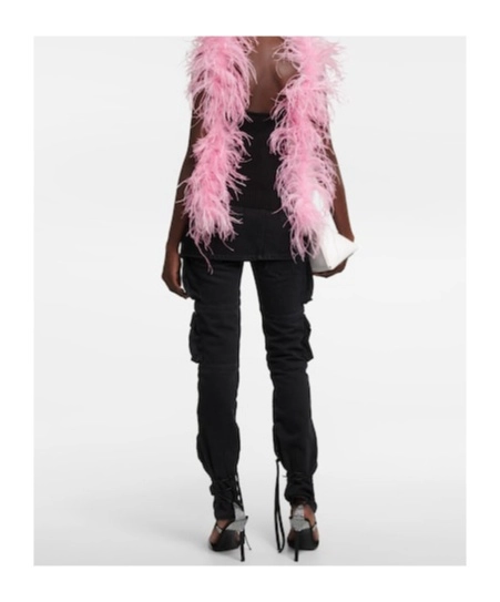 Attico Feather-trimmed Knitted Top
