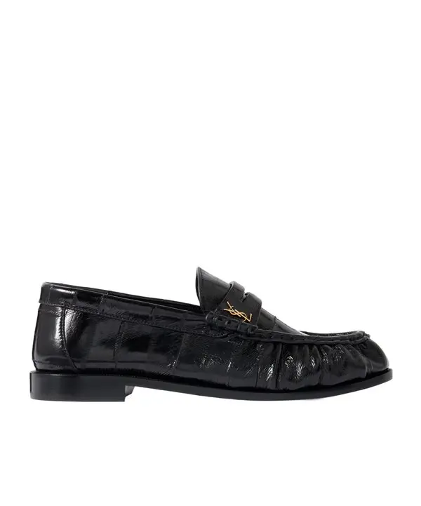 Saint Laurent Le Loafer Logo Plaque Slip-on Loafers - Black