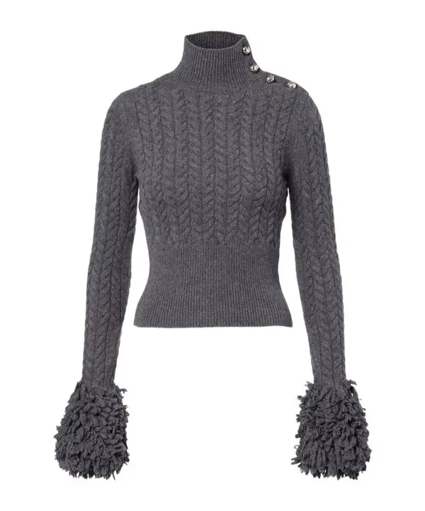 PATOU Cable-knit Long-sleeved Sweater - Black