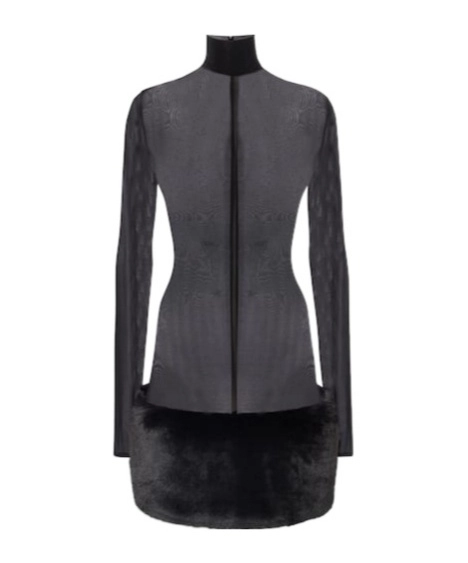 Magda Butrym Sheer Faux Fur-trimmed Minidress - Black