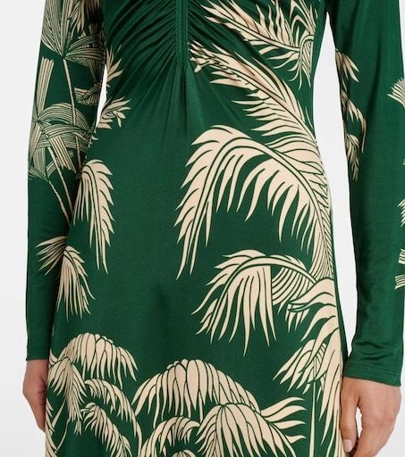 Johanna Ortiz Printed Ruched Jersey Midi Dress