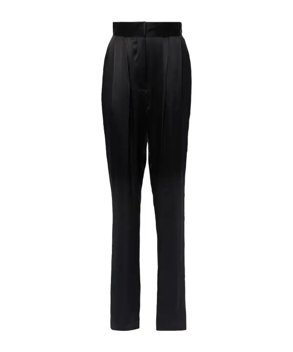Tove Remi High-rise Silk Straight Pants - Black