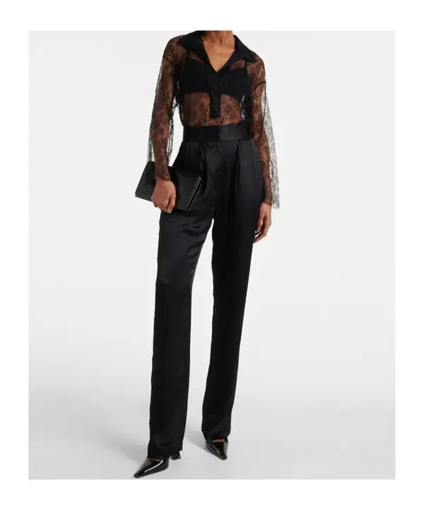 Tove Remi High-rise Silk Straight Leg Trousers - Black