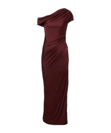 Galvan Asymmetric Draped Jersey Maxi Dress