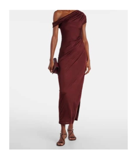 Galvan Asymmetric Draped Jersey Maxi Dress
