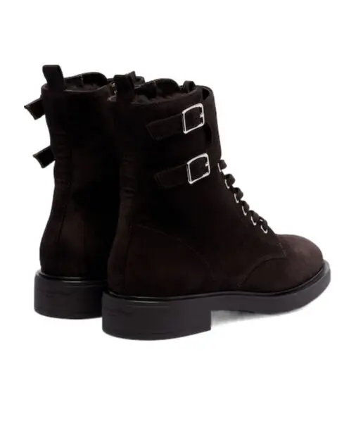 GIANVITO ROSSI Shearling-lined Suede Combat Boots