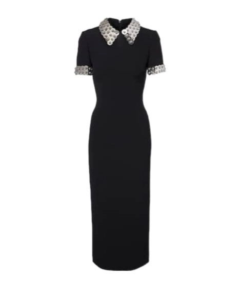 David Koma Embellished Cady Midi Dress - Black