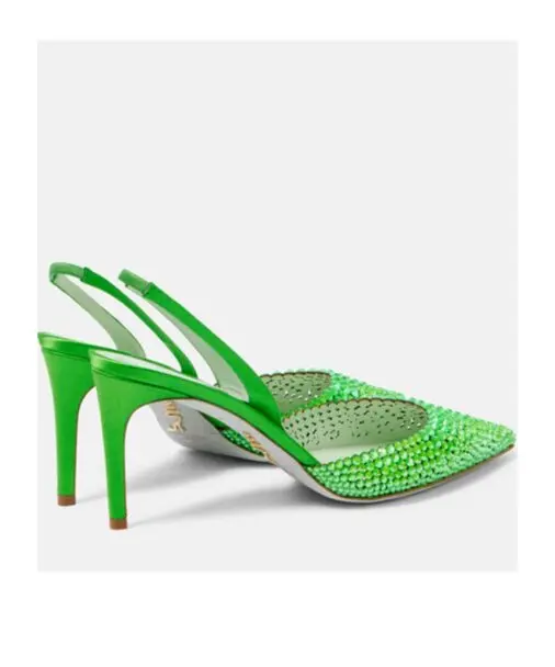 Rene Caovilla Embellished Satin Slingback Pumps