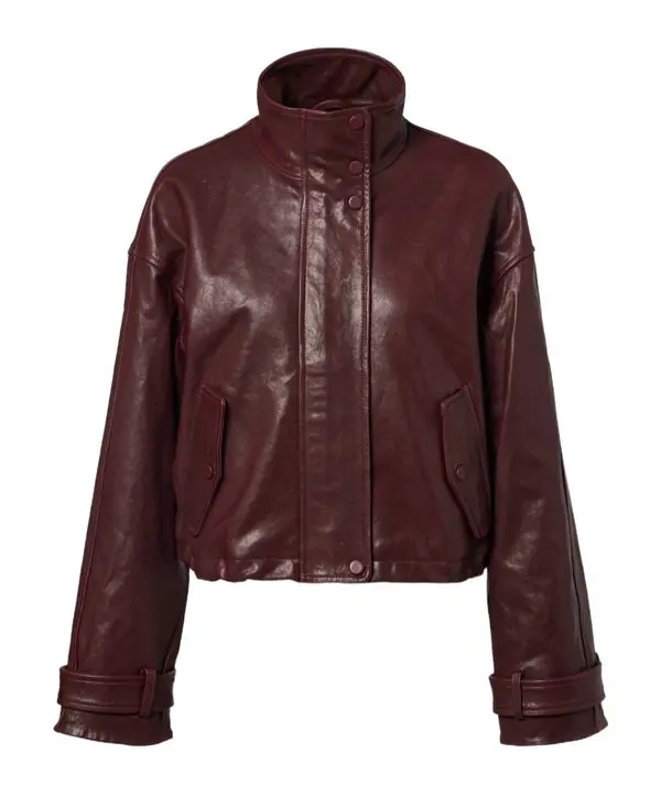 Veronica Beard Bateman Cropped Leather Jacket - Red