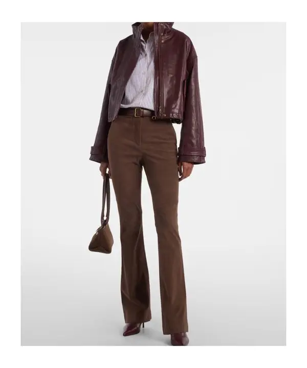 Veronica Beard Bateman Cropped Leather Jacket