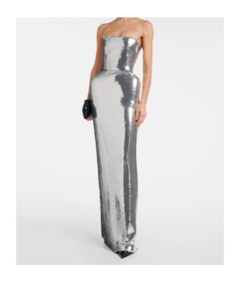 David Koma Padded Sequined Bustier Gown