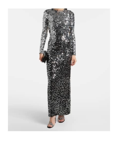 Rabanne Sequined Open-back Jersey Gown