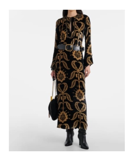 Johanna Ortiz Embroidered Velvet Maxi Dress