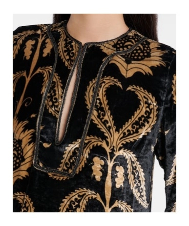 Johanna Ortiz Embroidered Velvet Maxi Dress