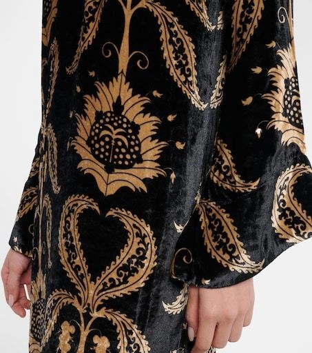 Johanna Ortiz Embroidered Velvet Maxi Dress