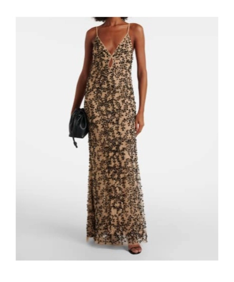 Johanna Ortiz Embellished Mesh Gown - Brown