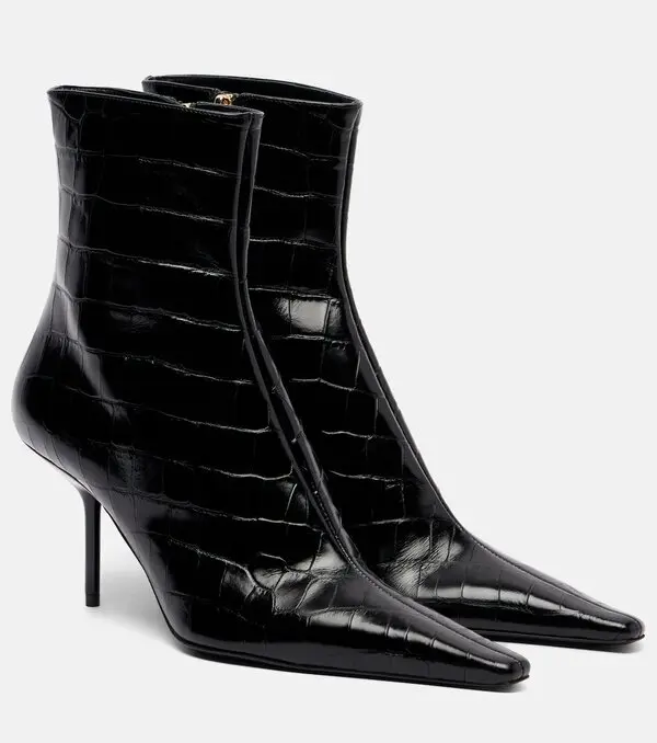 Victoria Beckham 75 Croc-effect Ankle Boots