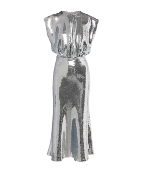 David Koma Gathered Sequined Midi Dress - Gray