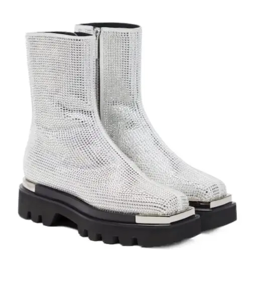 PETER DO Crystal-embellished Leather Boots - Silver