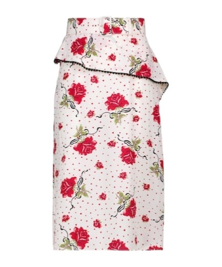 RODARTE High-waisted Printed Silk Crepe Midi Skirt