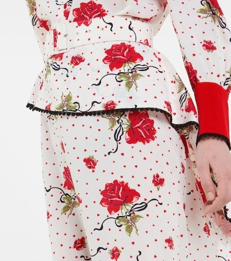 RODARTE High-waisted Printed Silk Crepe Midi Skirt