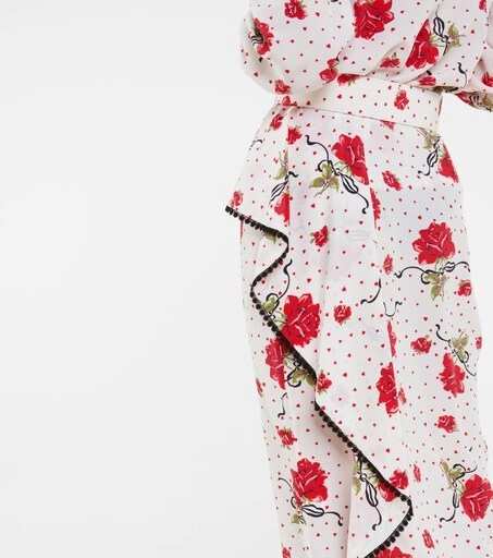 RODARTE High-waisted Printed Silk Crepe Midi Skirt