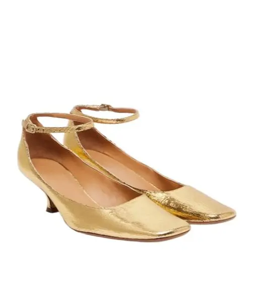 Calvin Klein Anna Metallic Leather Pumps - Nude