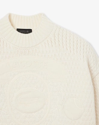 Lacoste Runway Embroidered Badge Wool Sweater