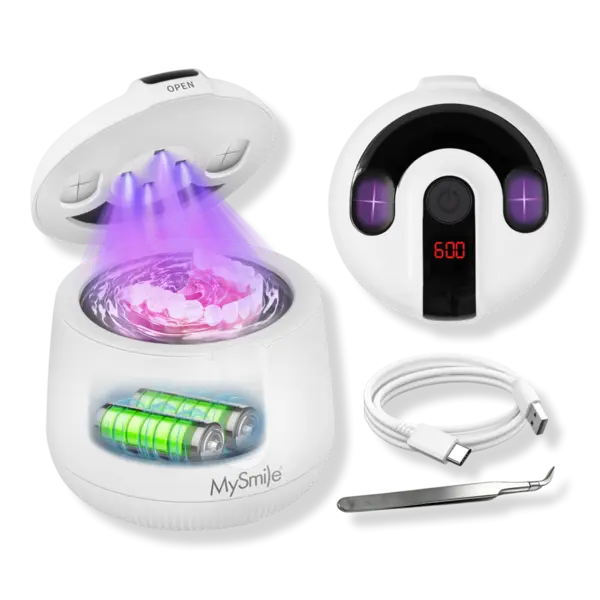 MYSMILE Ms202b Cordless Ultrasonic Retainer & Jewelry Cleaning Pod With Digital Timer - White