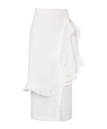 RÓHE Asymmetric Cotton-blend Midi Skirt