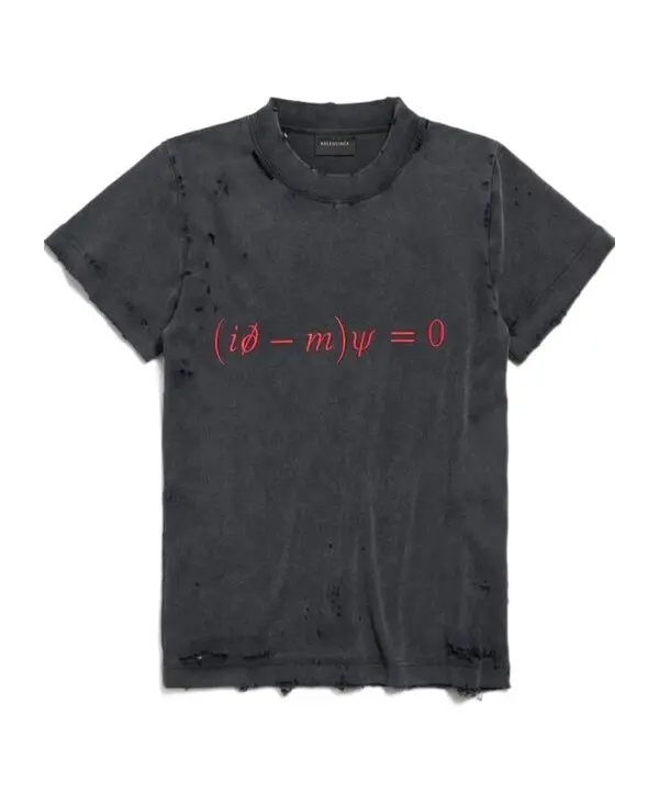 Balenciaga Dirac Equation Fitted T-shirt In Washed - Black/red