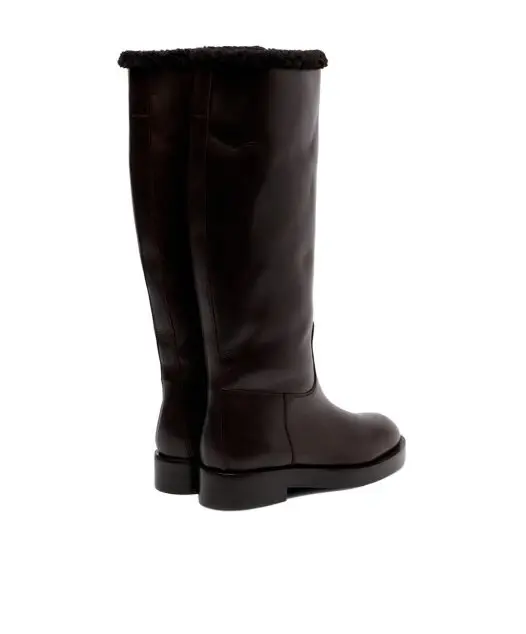 Paris Texas Shearling-trimmed Leather Knee-high Boots