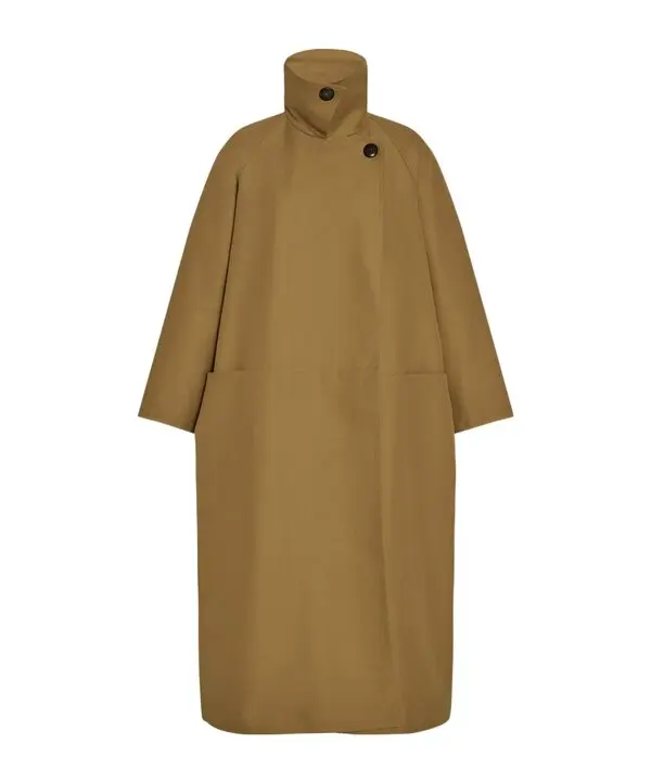 THE ROW Aurore Cotton Coat - Moss Green