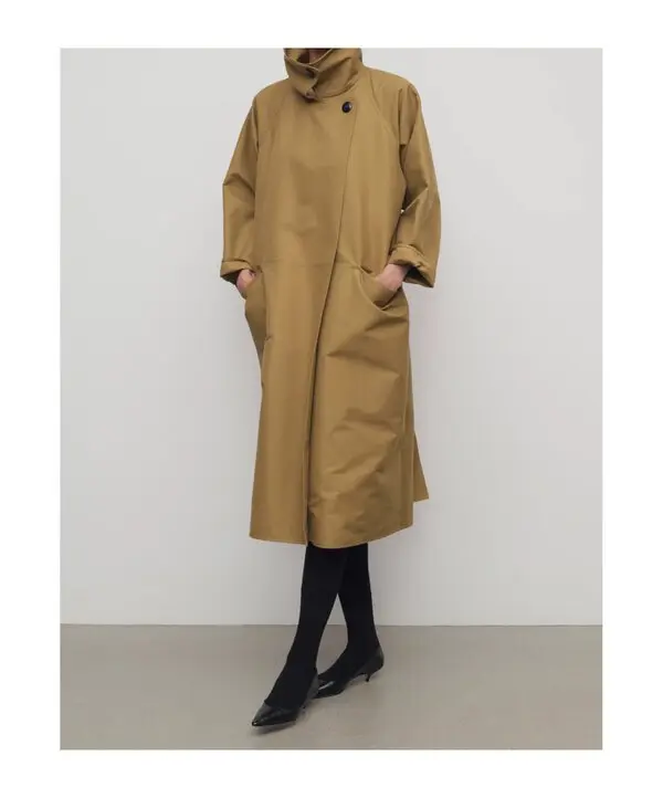 THE ROW Aurore Cotton Coat - Moss Green