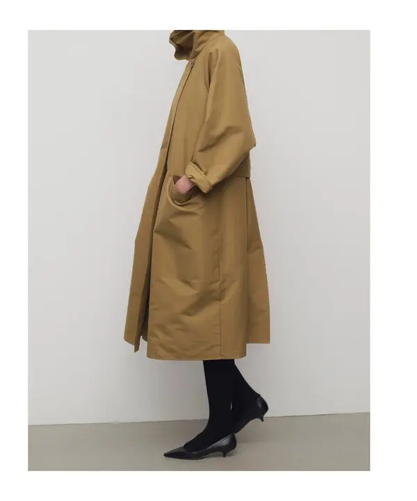 THE ROW Aurore Cotton Coat - Moss Green