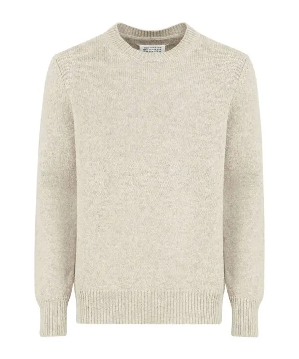 MAISON MARGIELA Long Sleeved Crewneck Knitted Jumper - White