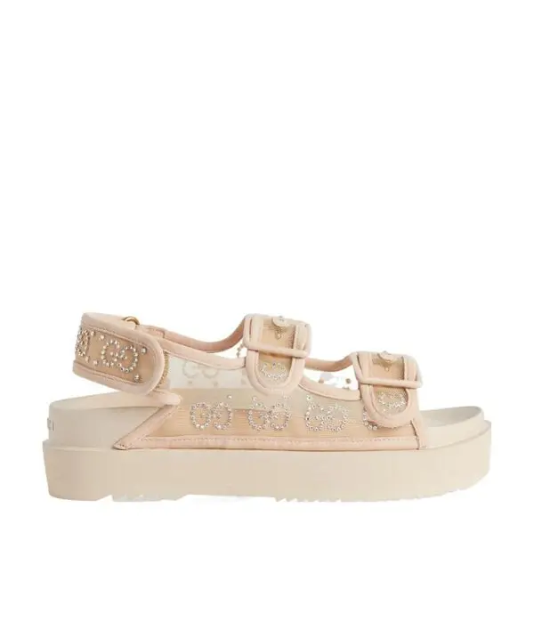 Gucci Crystal-embellished Monogram-pattern Sandals