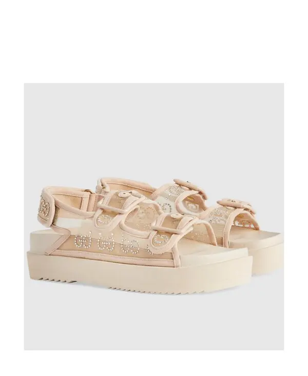 Gucci Crystal-embellished Monogram-pattern Sandals