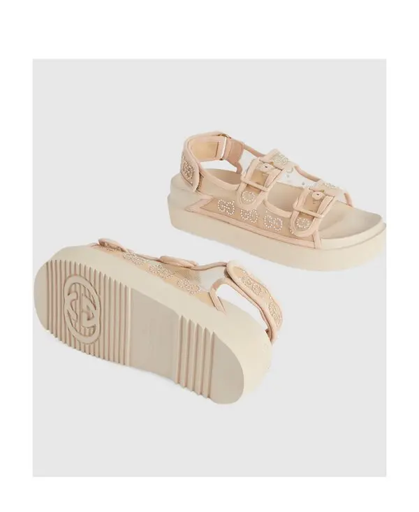 Gucci Crystal-embellished Monogram-pattern Sandals