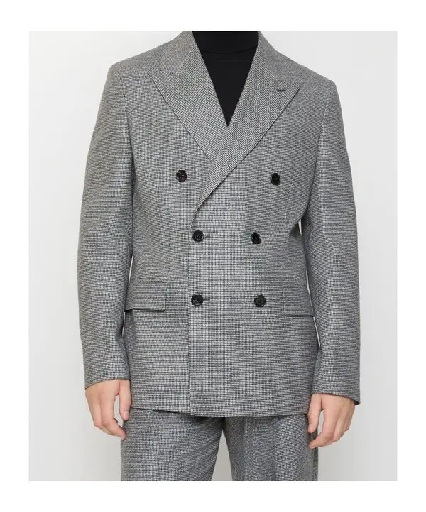 Burberry Puppytooth Check Wool Tailored Jacket