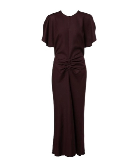 Victoria Beckham Bela Gathered Virgin Wool Midi Dress - Black