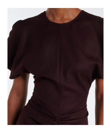 Victoria Beckham Bela Gathered Virgin Wool Midi Dress - Black
