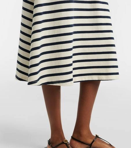 FRAME Striped Cotton Polo Midi Dress