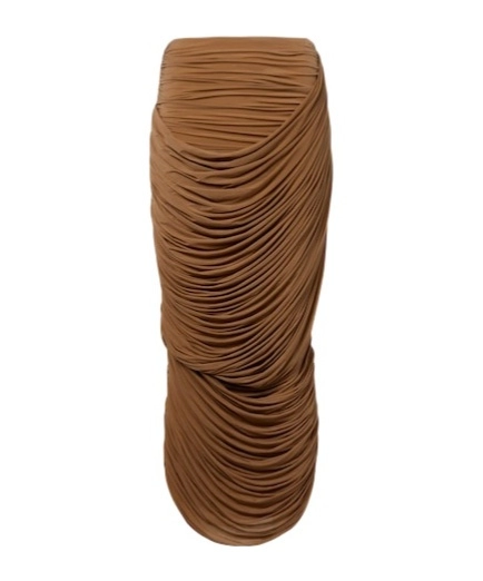 Magda Butrym Draped Ruched Jersey Midi Skirt - Brown