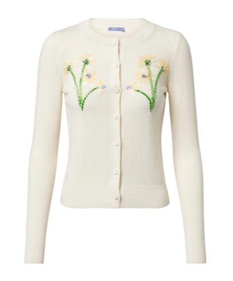 LEO Claire Embellished Wool And Cashmere Cardigan - White