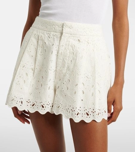FRAME Paisley Eyelet Cotton Shorts