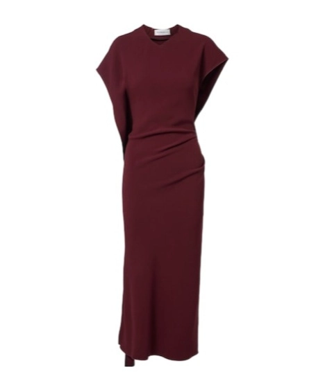 Victoria Beckham Draped Cady Midi Dress - Brown