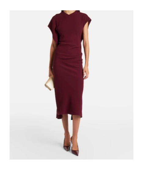 Victoria Beckham Draped Cady Midi Dress - Brown