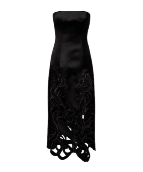 LEO Rayna Floral-appliqué Bustier Gown - Black